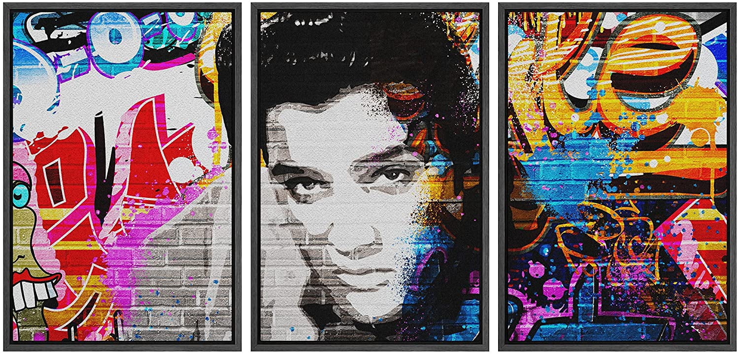 wall26 Framed Canvas Print Wall Art Set Urban High Contrast Elvis ...
