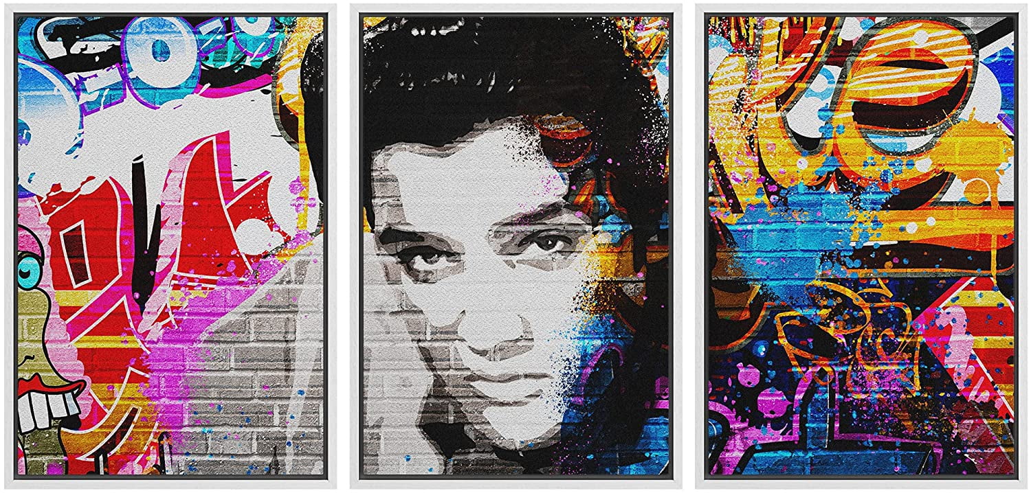 wall26 Framed Canvas Print Wall Art Set Urban High Contrast Elvis ...