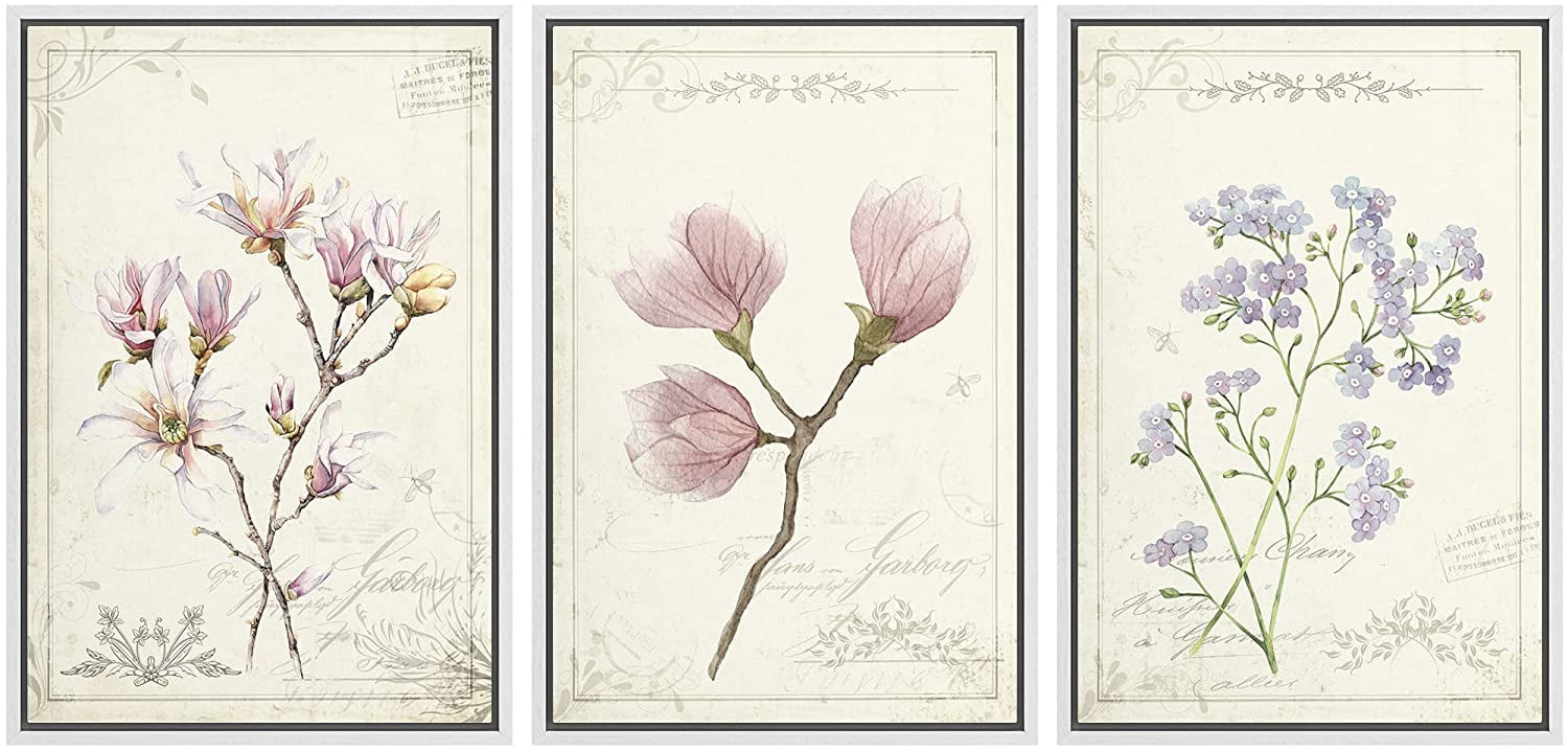 wall26 Framed Canvas Print Wall Art Set Victorian Style Pink & Purple ...