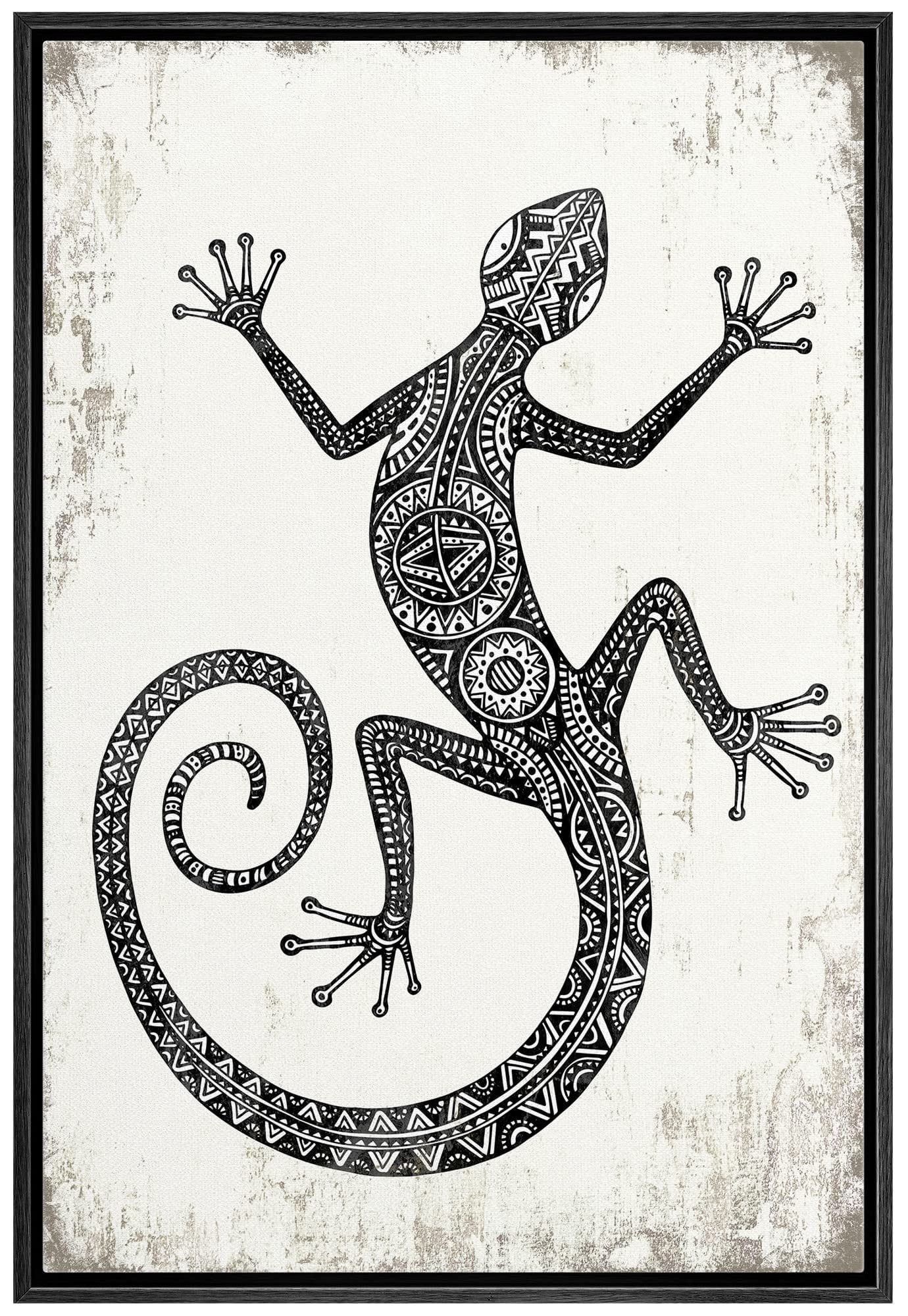 wall26 Framed Canvas Print Wall Art Tribal Pattern Style Lizard on ...