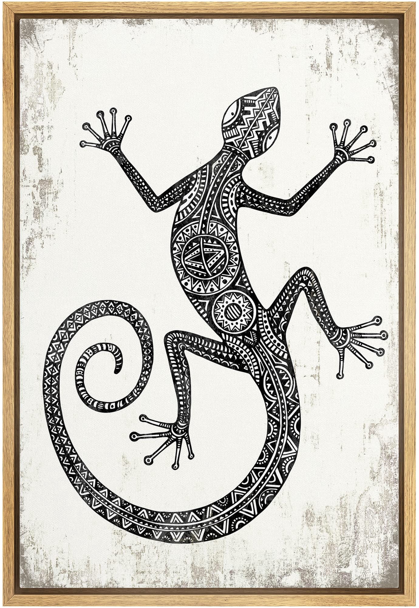 wall26 Framed Canvas Print Wall Art Tribal Pattern Style Lizard on ...