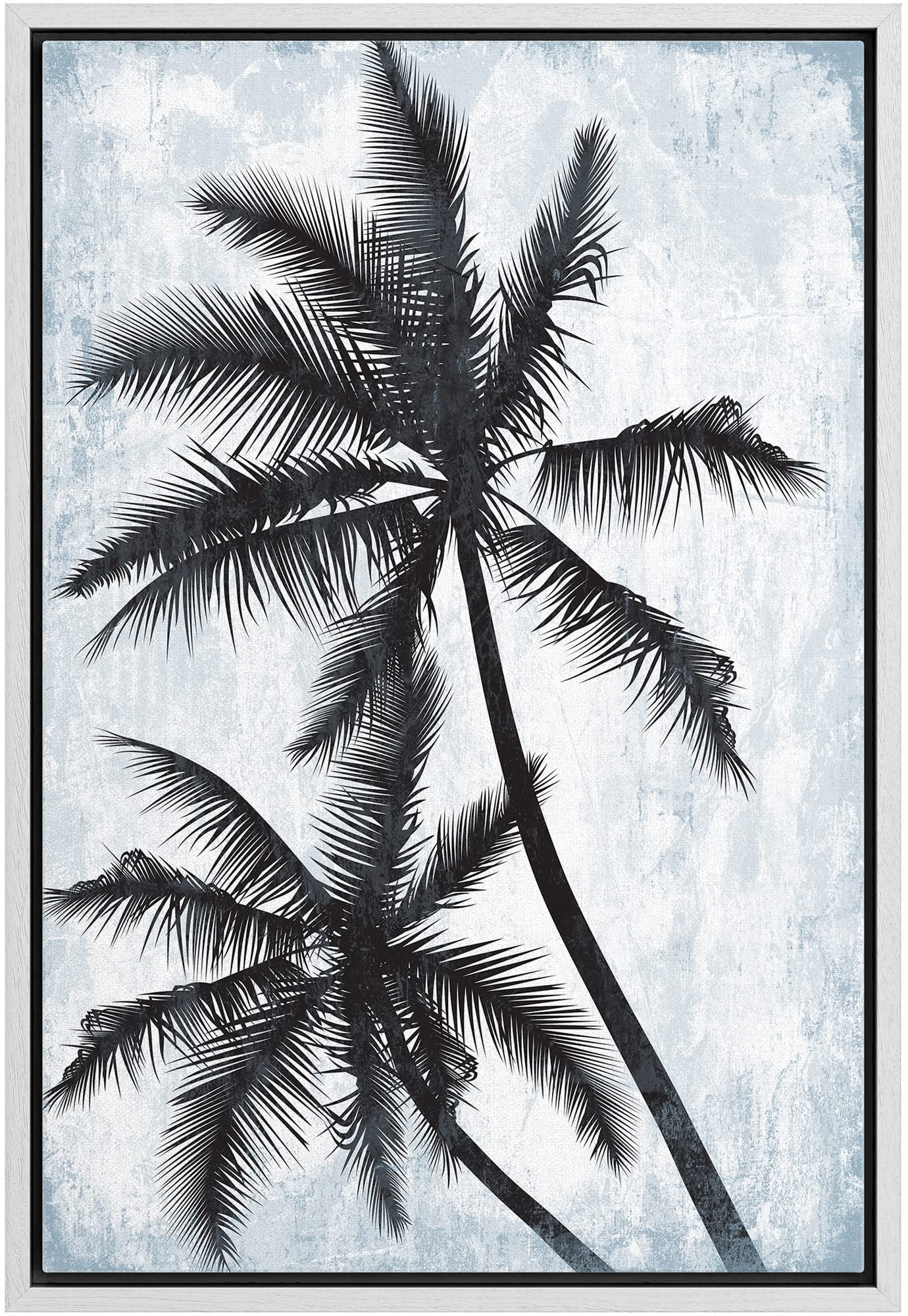 wall26 Framed Canvas Print Wall Art Windy Palm Tree Silhouettes with ...