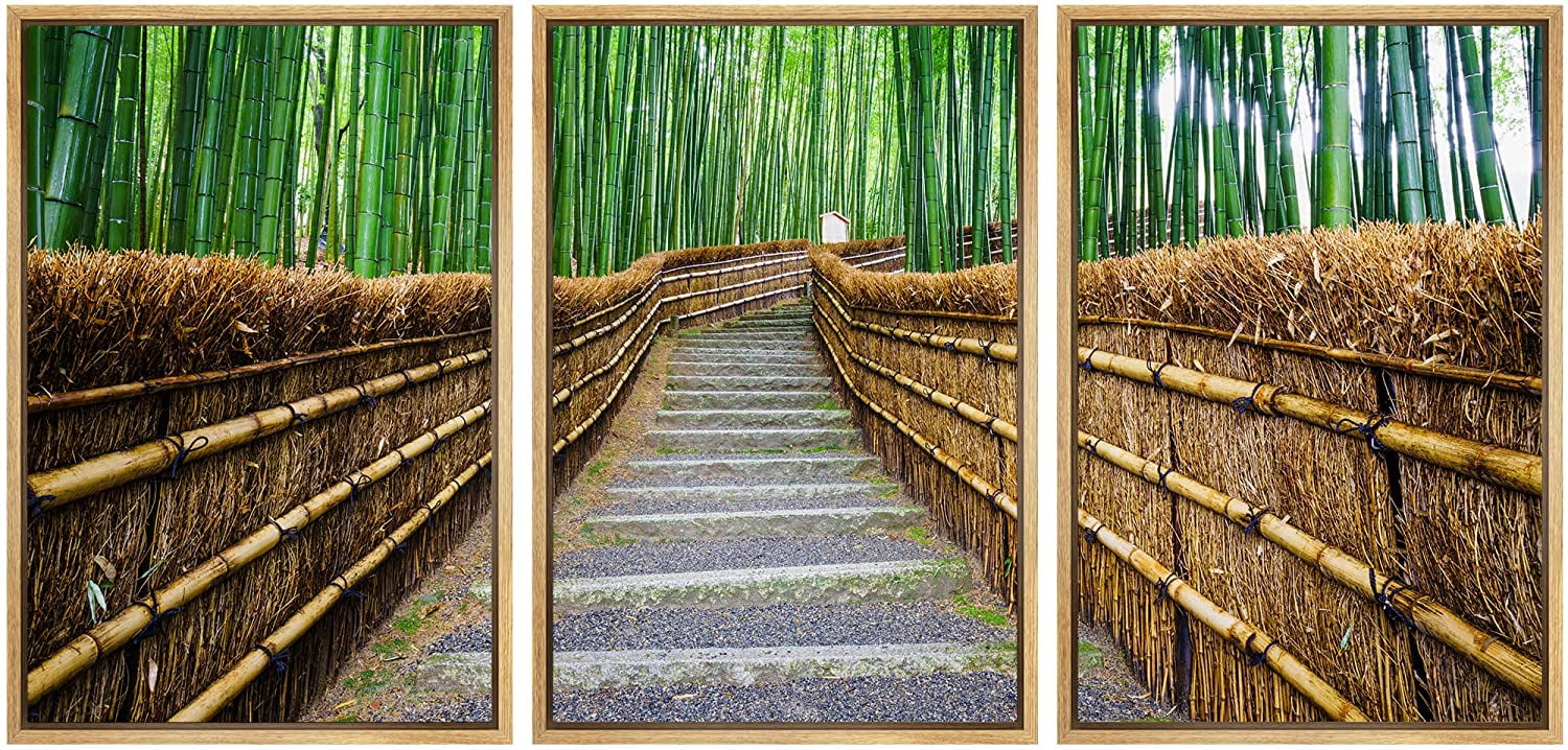 wall26 Framed Canvass Print Wall Art Bamboo Forest Path in Kyoto Japan ...