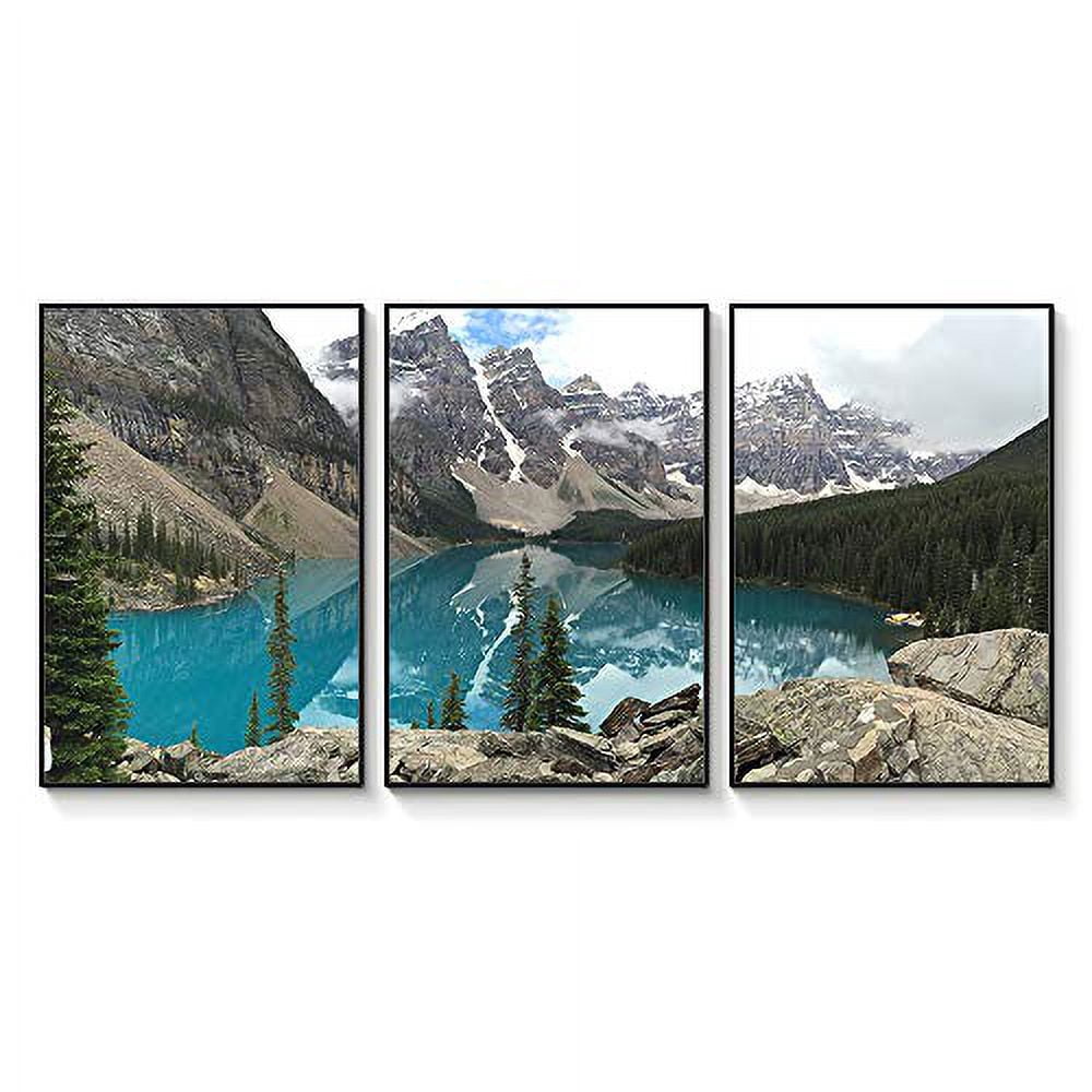 wall26 Framed Wall Art Print Set Bright Blue Lake Reflection of ...