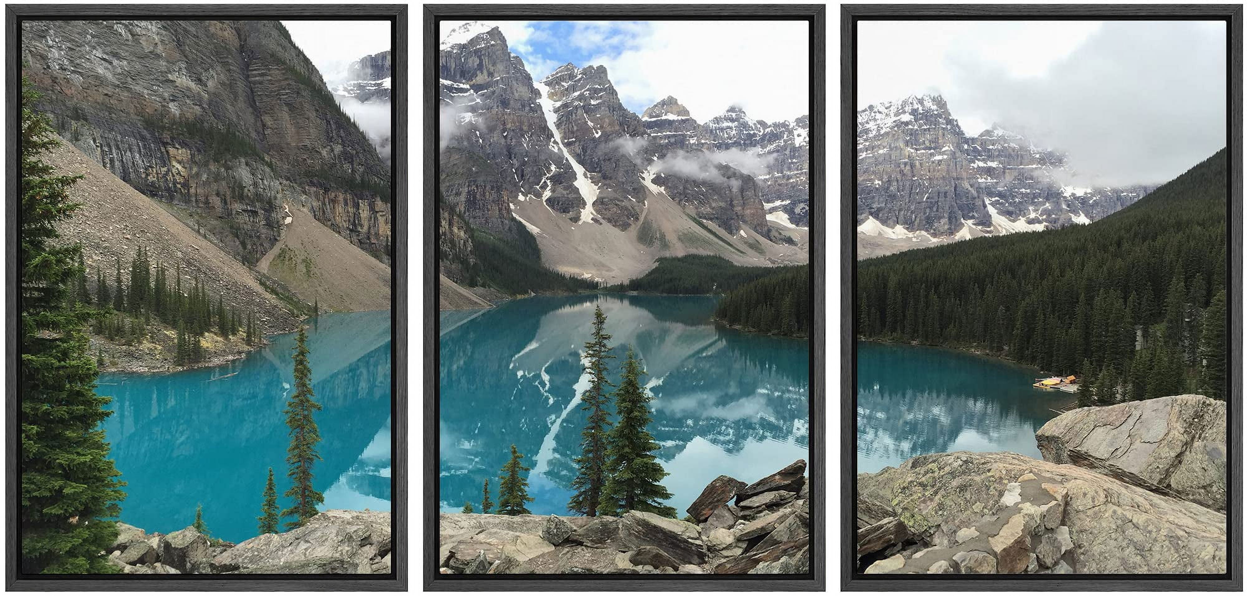 wall26 Framed Wall Art Print Set Bright Blue Lake Reflection of ...