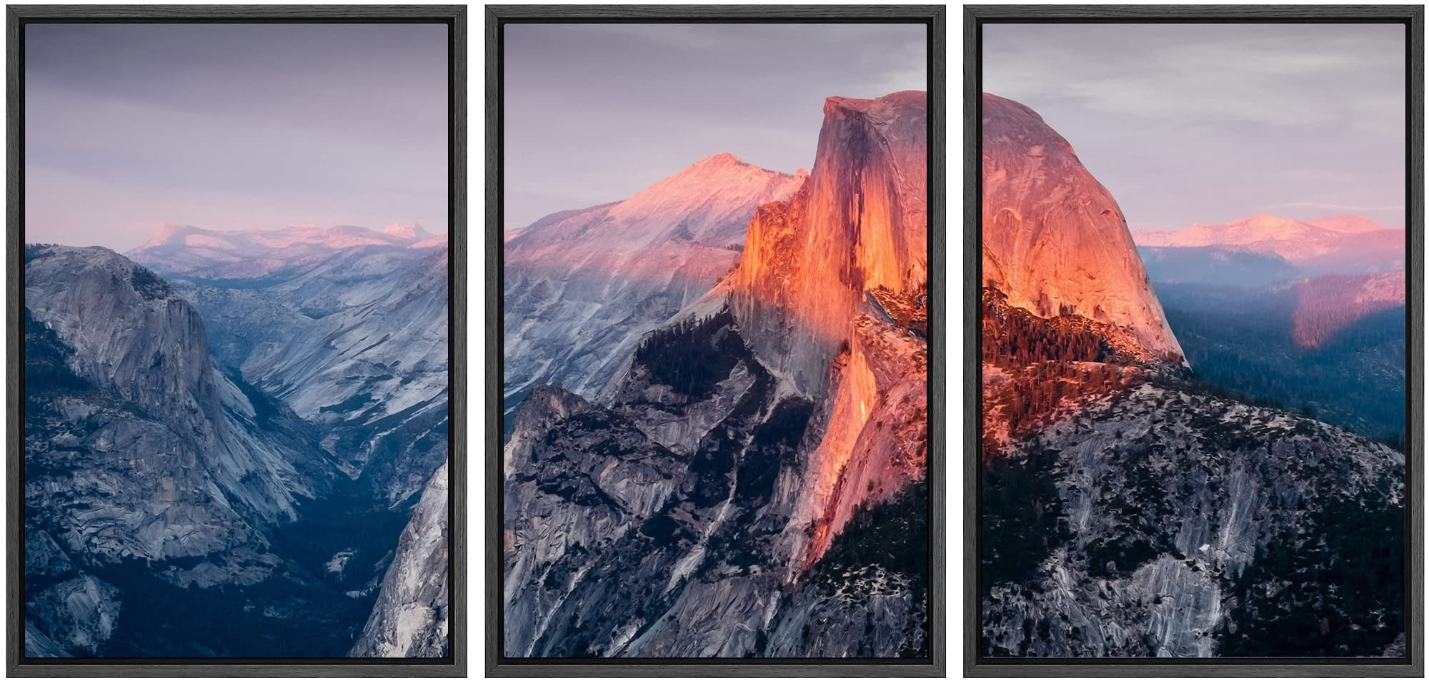wall26 Framed Wall Art Print Set Red Glow Over Sunset Mountain Range ...