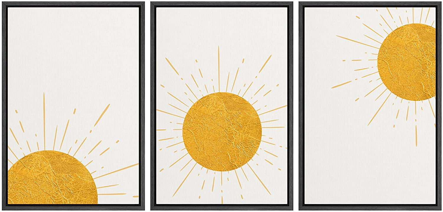 wall26 Framed Wall Art Print Set Shining Yellow Rising Sun Phases ...