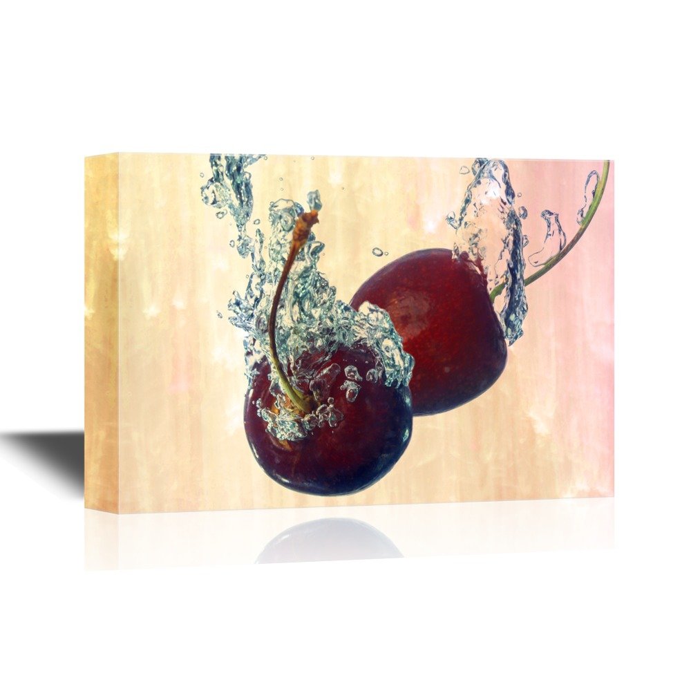 wall26 - Fruits Canvas Wall Art - Cherries in Water - Gallery Wrap ...