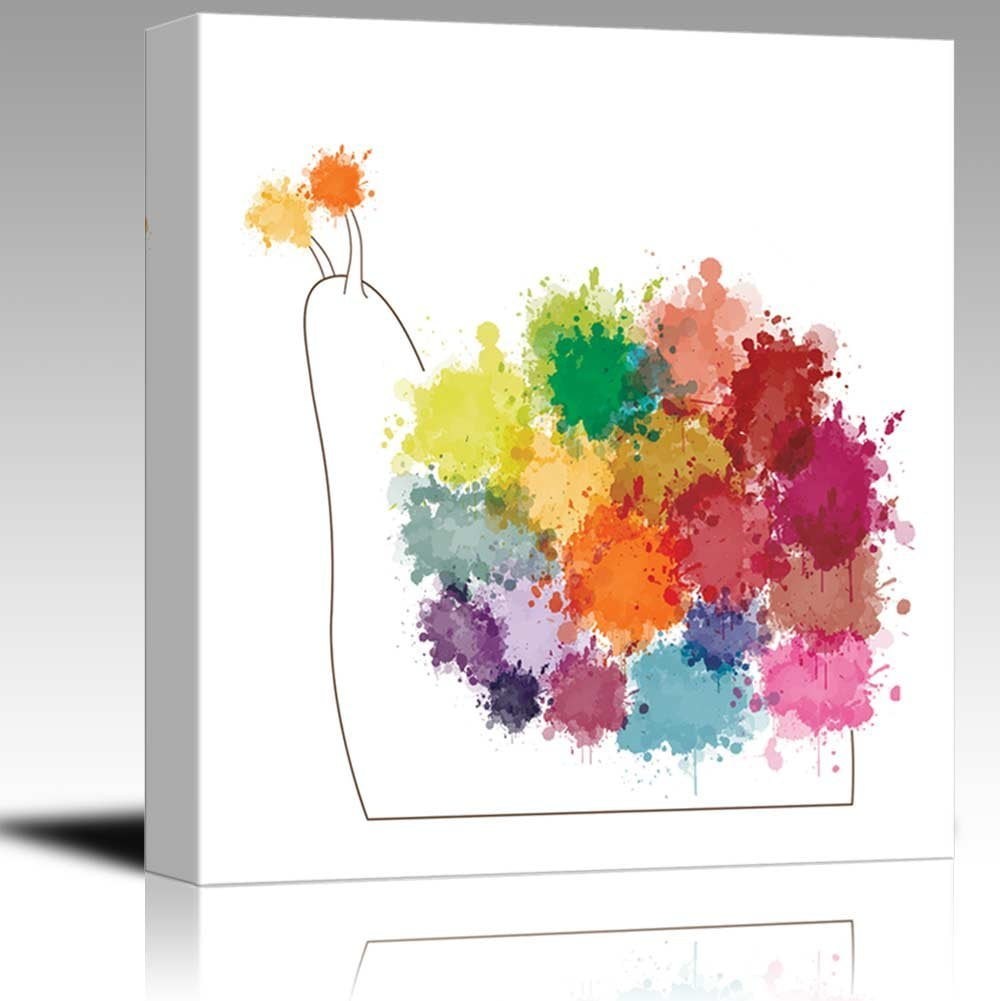 wall26 - Fun and Colorful Splattered Watercolor Snail - Canvas Art Home ...