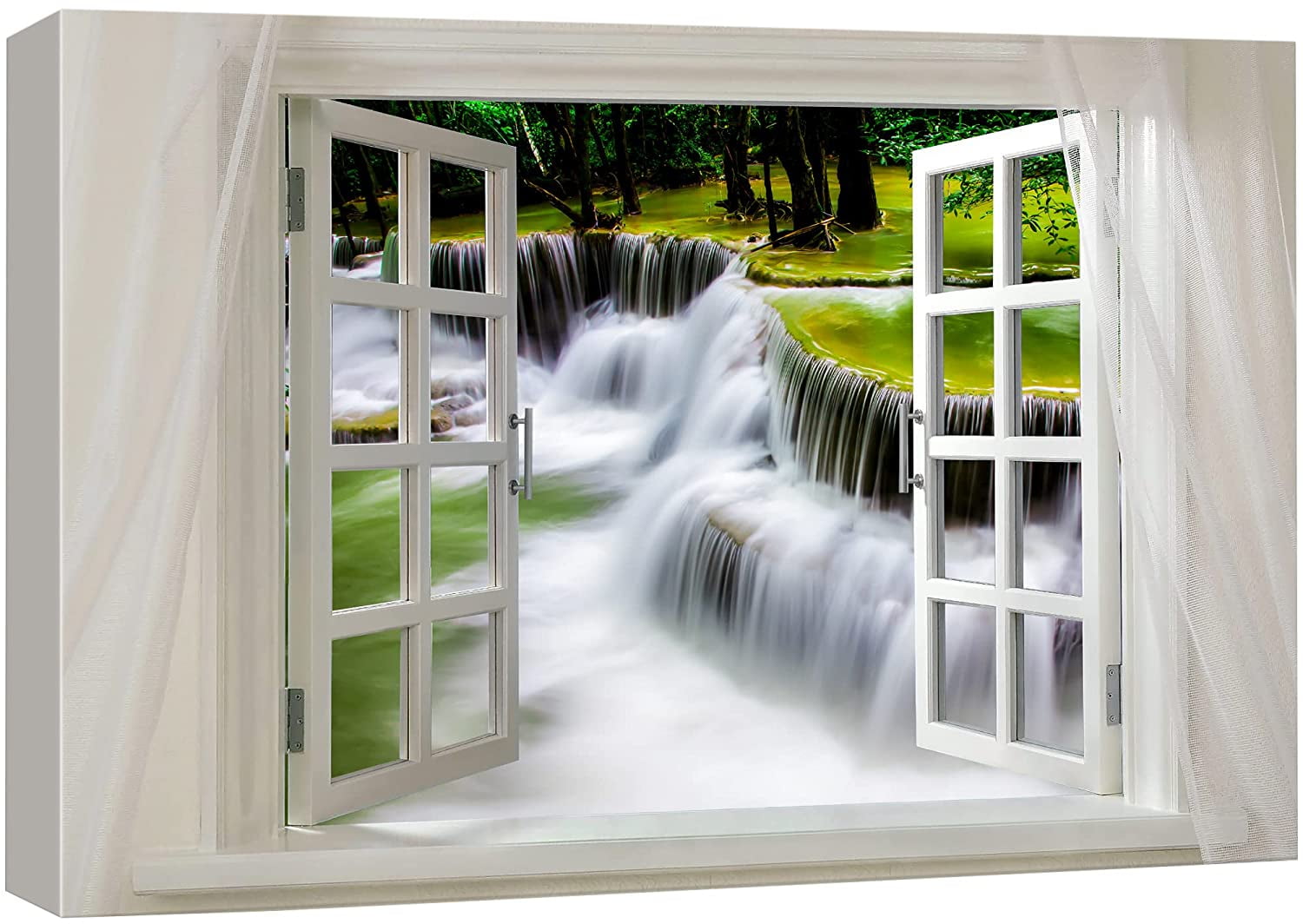 wall26 Glimpse into Cascading Waterfalls in The Forest Out of Open ...