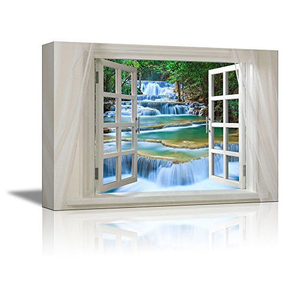 wall26 Glimpse into Cascading Waterfalls in The Forest Out of Open ...