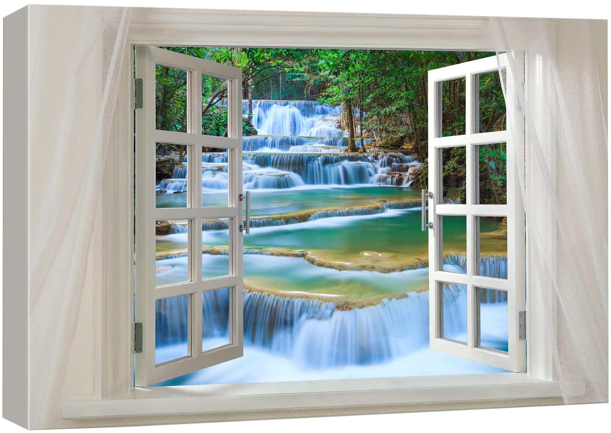 wall26 Glimpse into Cascading Waterfalls in The Forest Out of Open ...