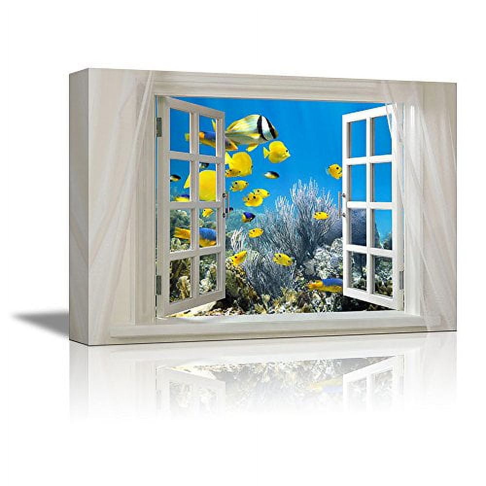 wall26 Glimpse into Deep Sea View and Tropical Fish Out of Open Window ...