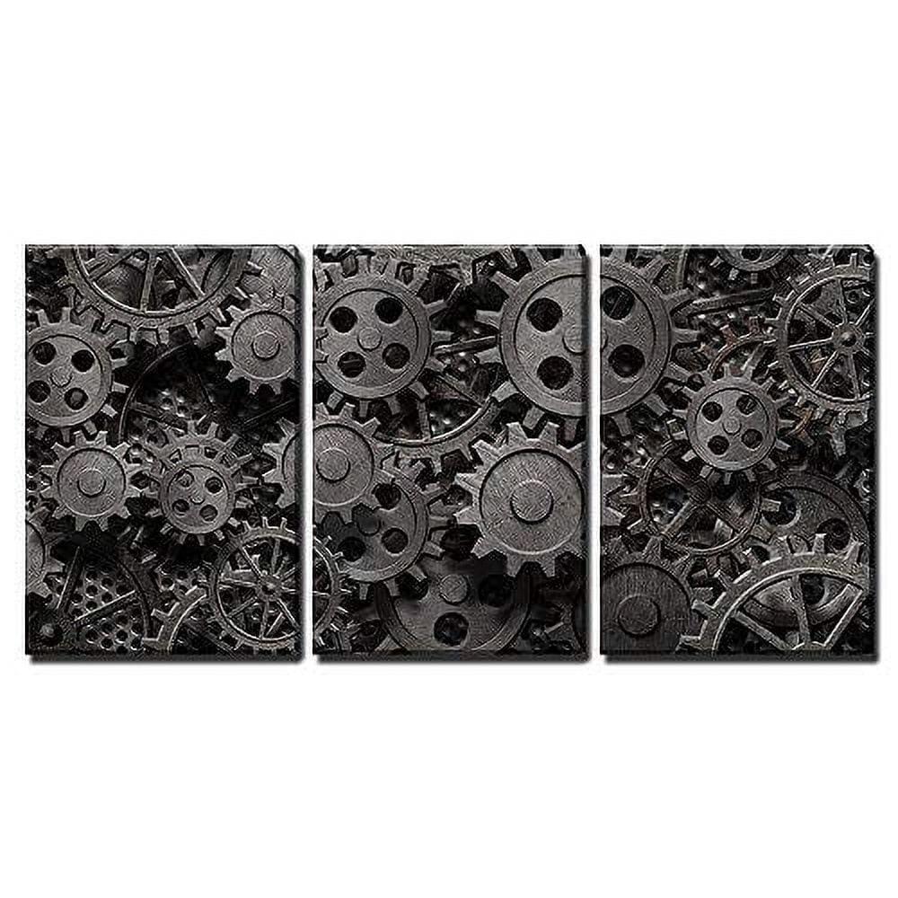 wall26 Grayscale Mechanical Gear - Canvas Art Wall Art - 16" x 24" x 3 ...