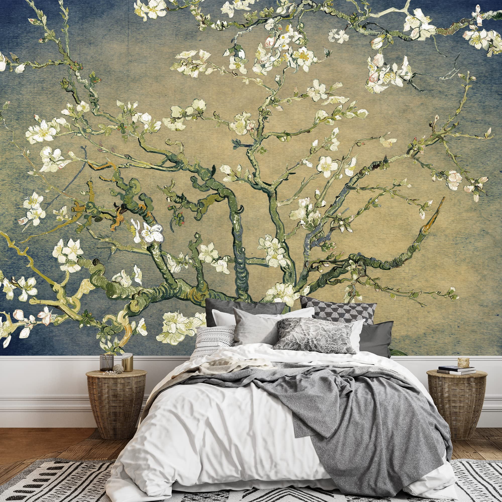 wall26 - Green with Blue Vignette Almond Blossom by Vincent Van Gogh ...