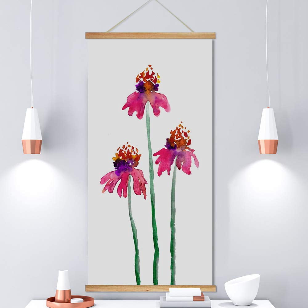 wall26 Hanging Poster Wooden Framed Beautiful Flowers Theme Home Wall ...