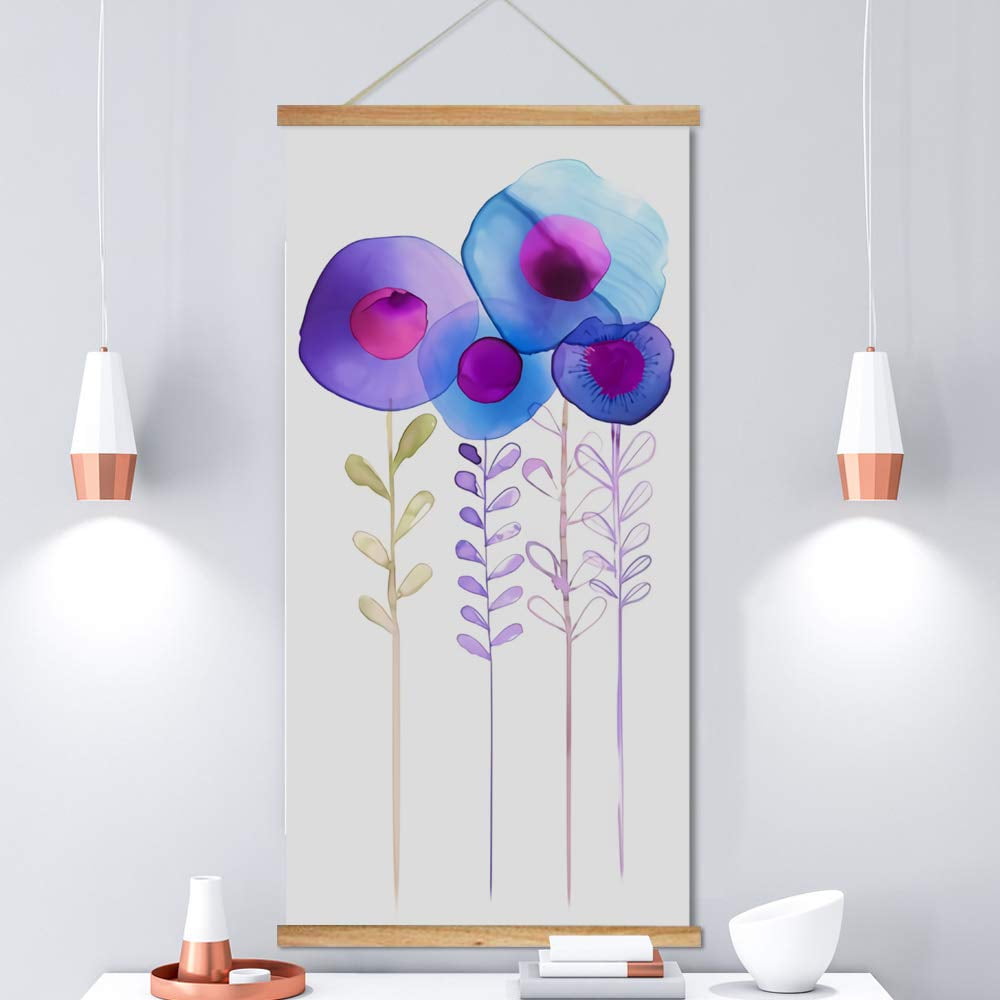 wall26 Hanging Poster Wooden Framed Beautiful Flowers Theme Home Wall ...