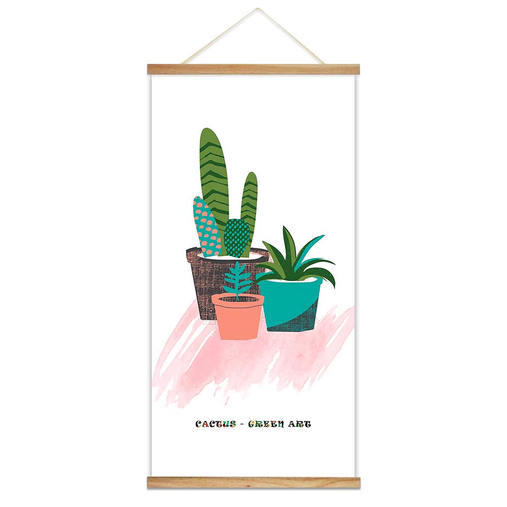 wall26 Hanging Poster Wooden Framed Cactus Theme Home Wall Poster ...