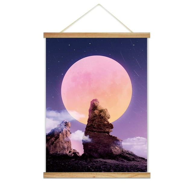 wall26 Hanging Poster Wooden Framed Star Night Theme Home Wall Poster ...