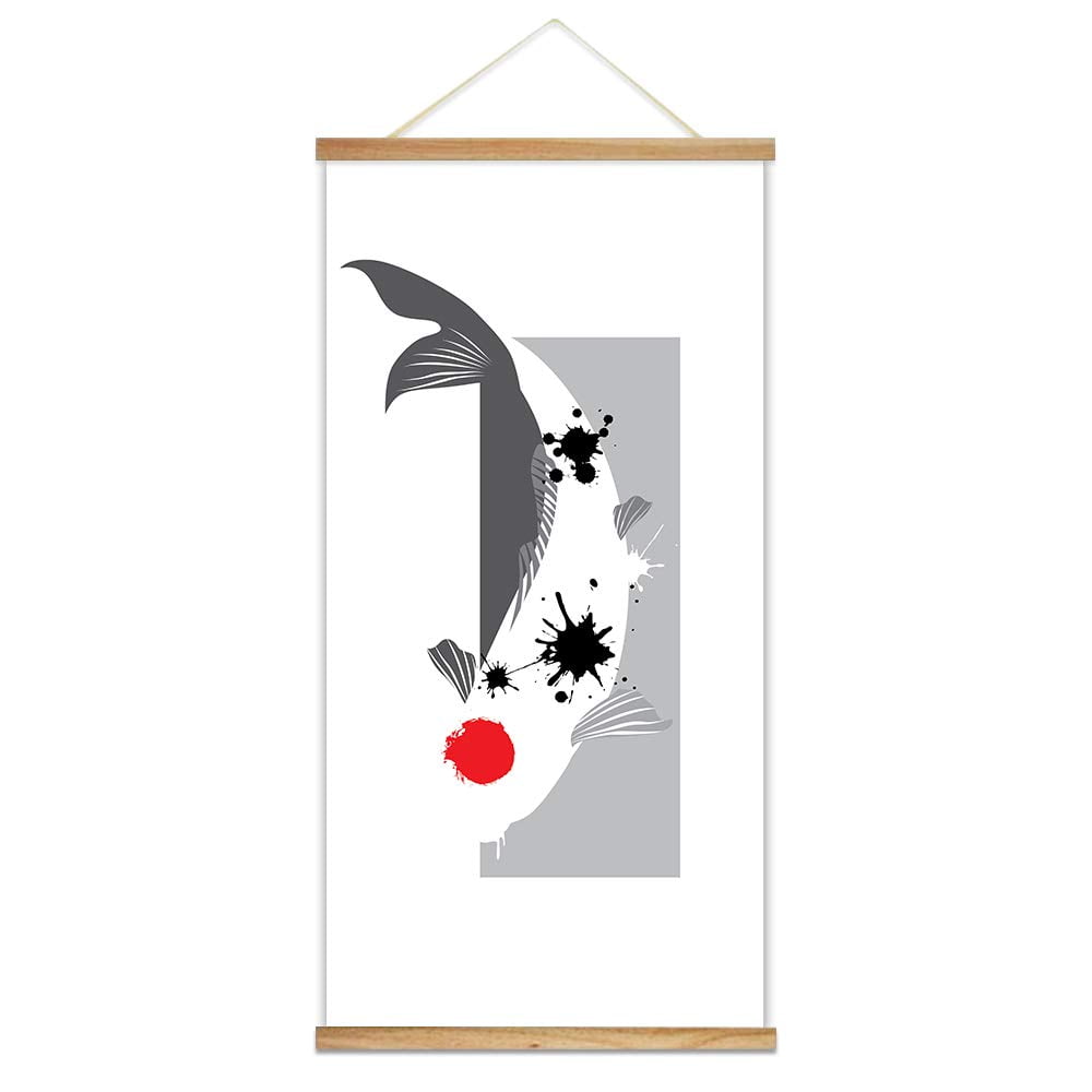 wall26 Hanging Poster with Wood Frames Abstract Pet Fish Theme Home ...