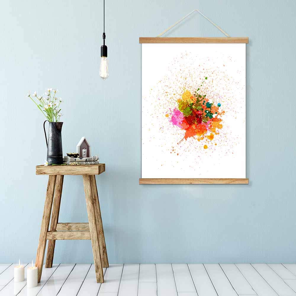 wall26 Hanging Poster with Wood Frames NO Magnetism Splashing Ink Home ...