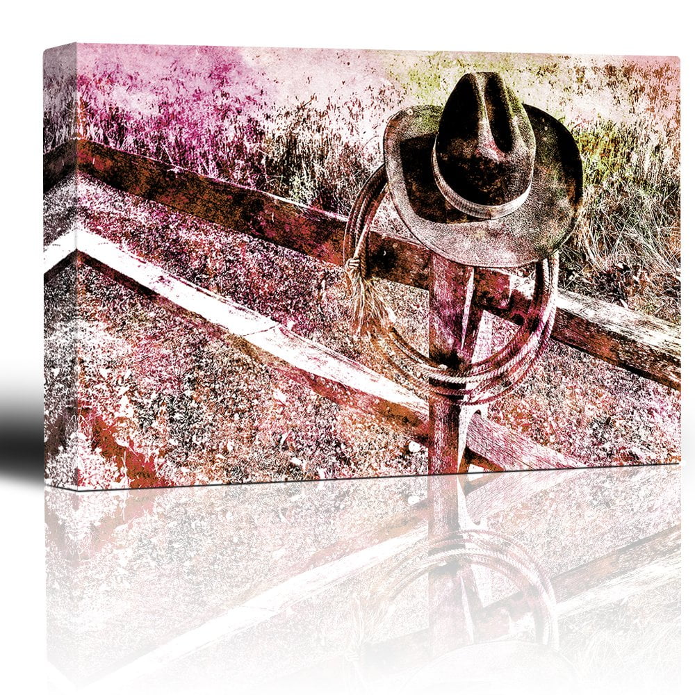 wall26 - Hat and Rope Will Travel - Cowboy hat and Lasso on a Fence ...