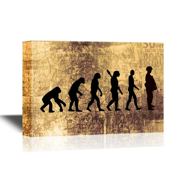 wall26 - Human Evolution Canvas Wall Art - Human Evolution to a Soilder ...