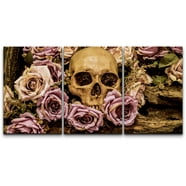 wall26 - Human Skull with Roses Flowers - Canvas Art Wall Art - 24x36 ...