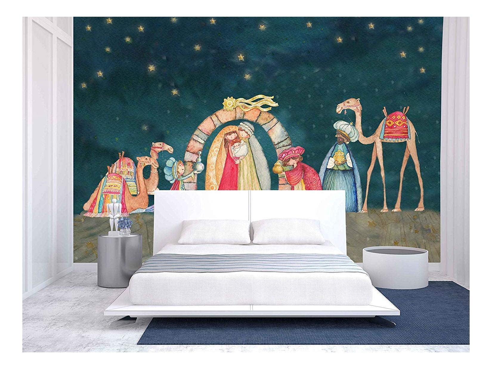 wall26 - Illustration Christian Christmas Nativity Scene with The Three ...
