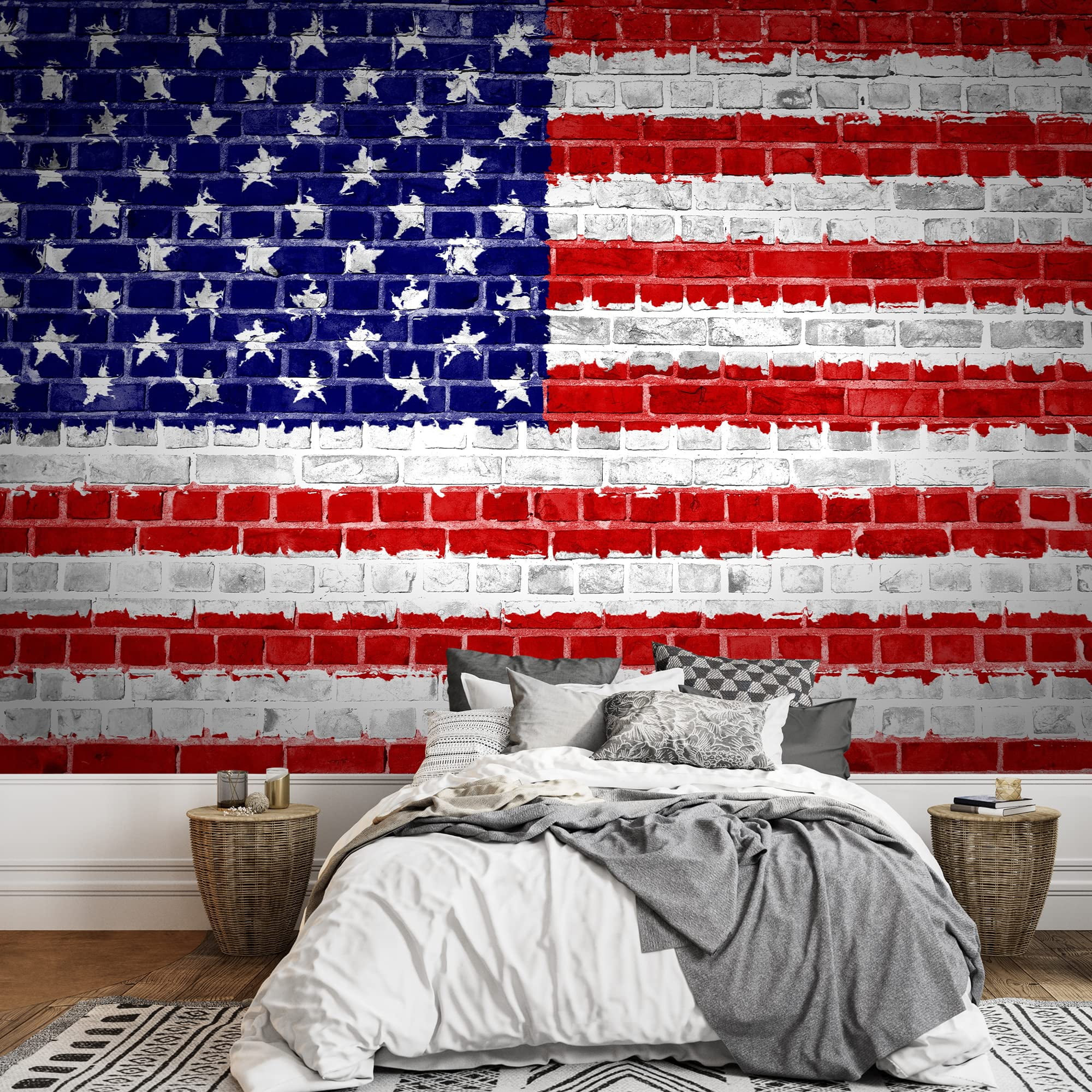 wall26 - an Image of The United States of America Flag Painted on a ...