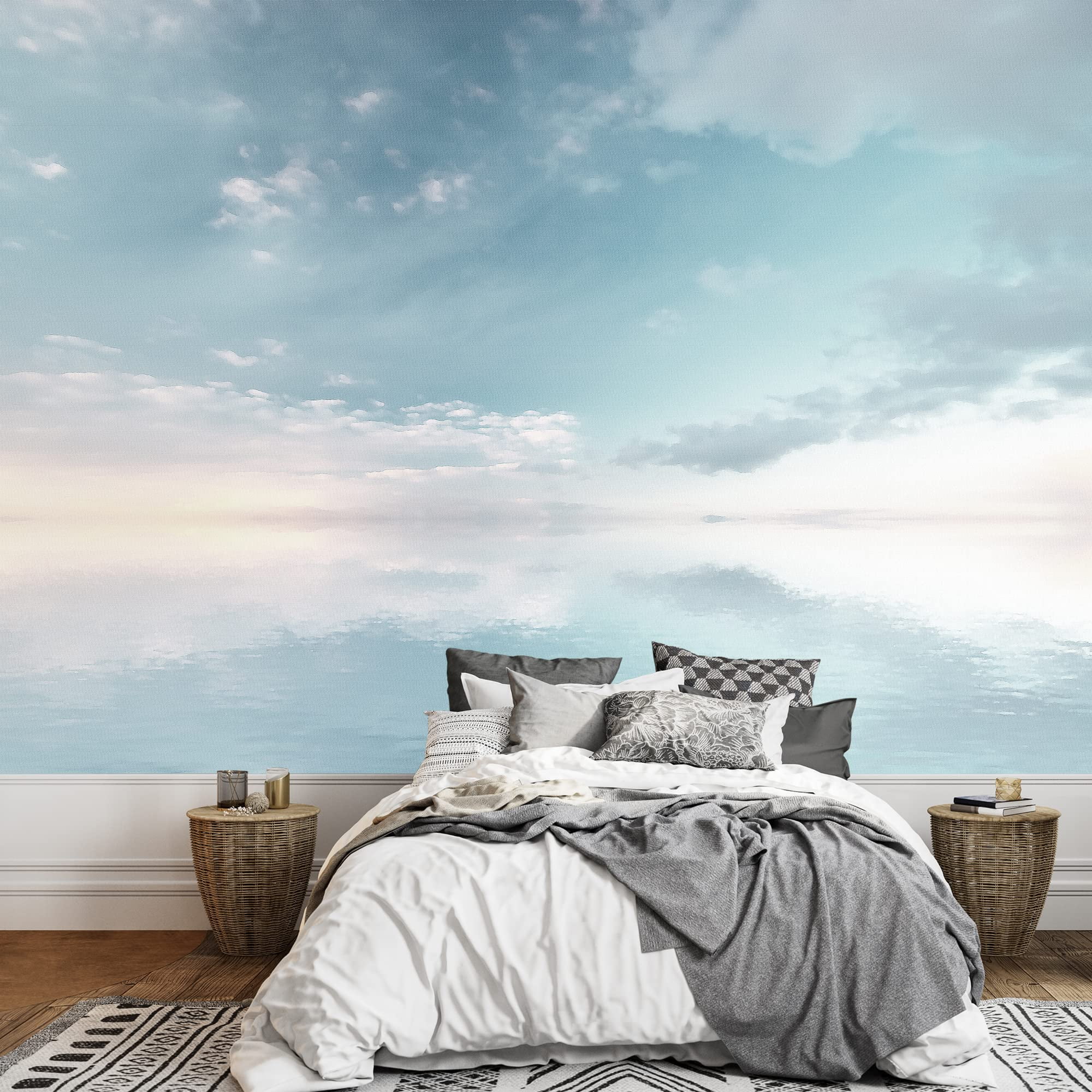 wall26 - Large Wall Mural - Oil Painting Style Landscape with Sky ...