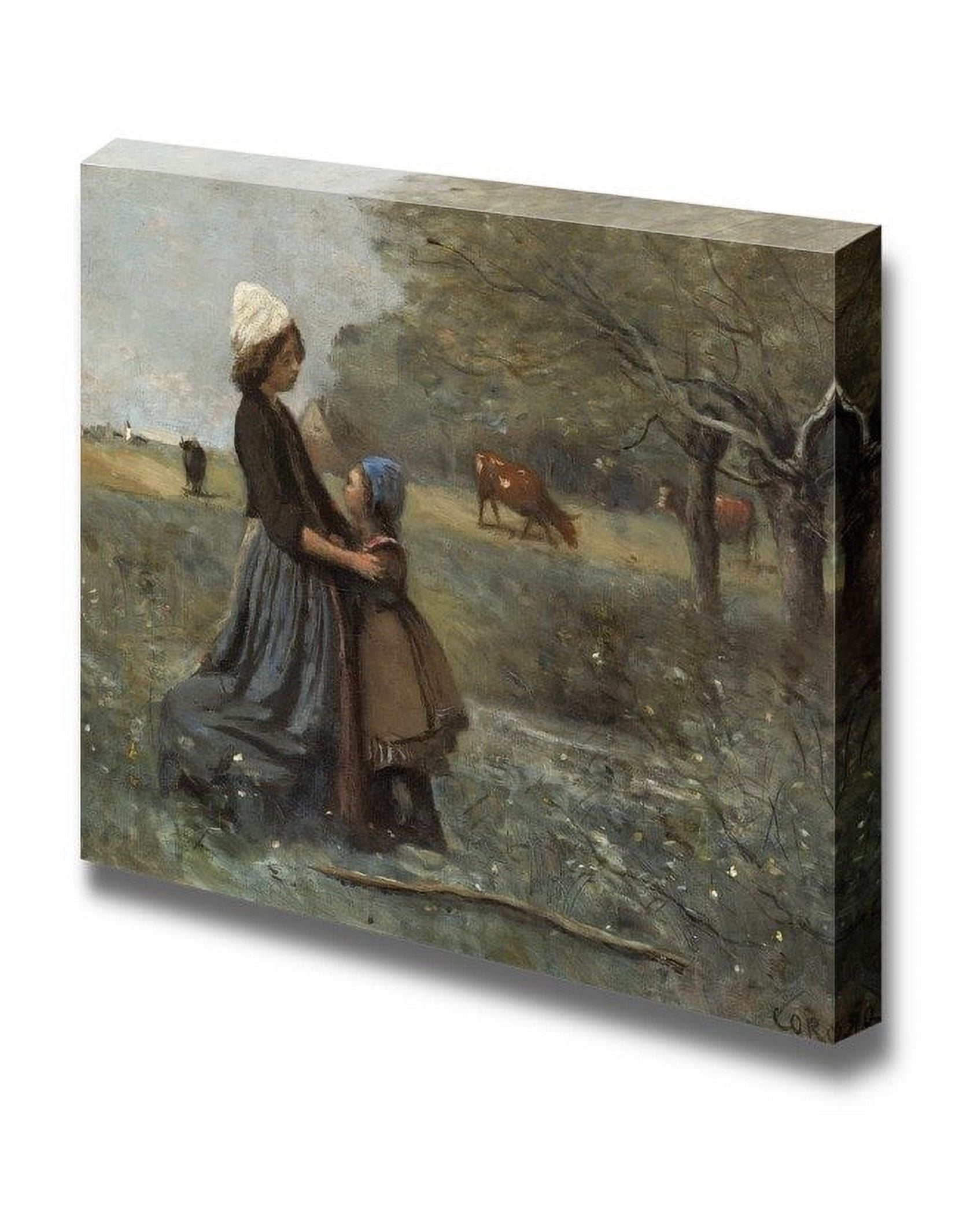 wall26 - Les Deux Soeurs Dans La Prairie by Jean-Baptiste-Camille Corot ...