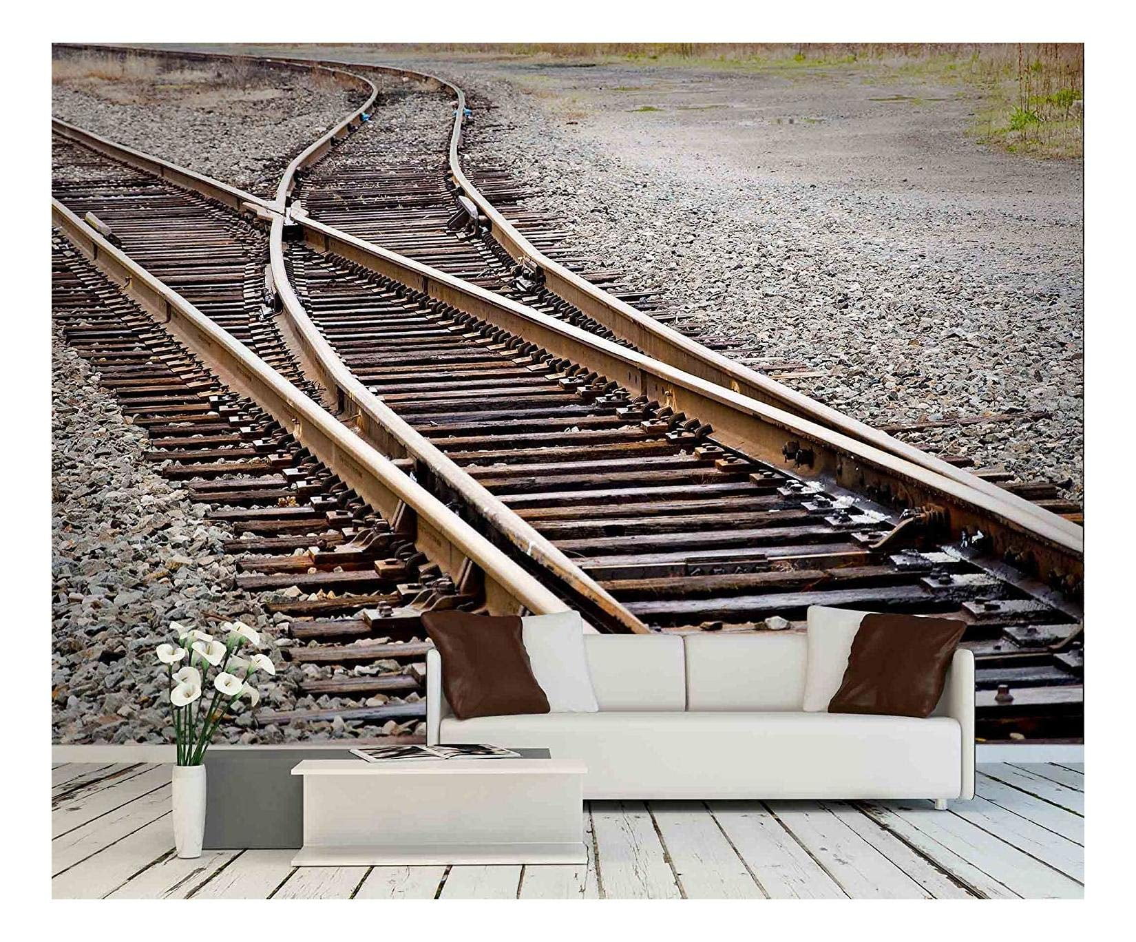 wall26 - Mainline Railroad Track Switch - Removable Wall Mural | Self ...