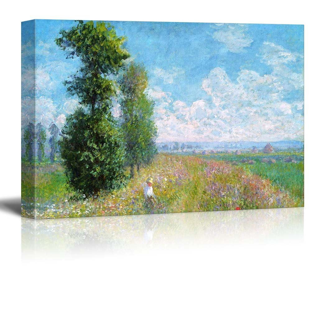wall26 - Meadow with Poplars by Claude Monet - Impressionist Modern Art ...