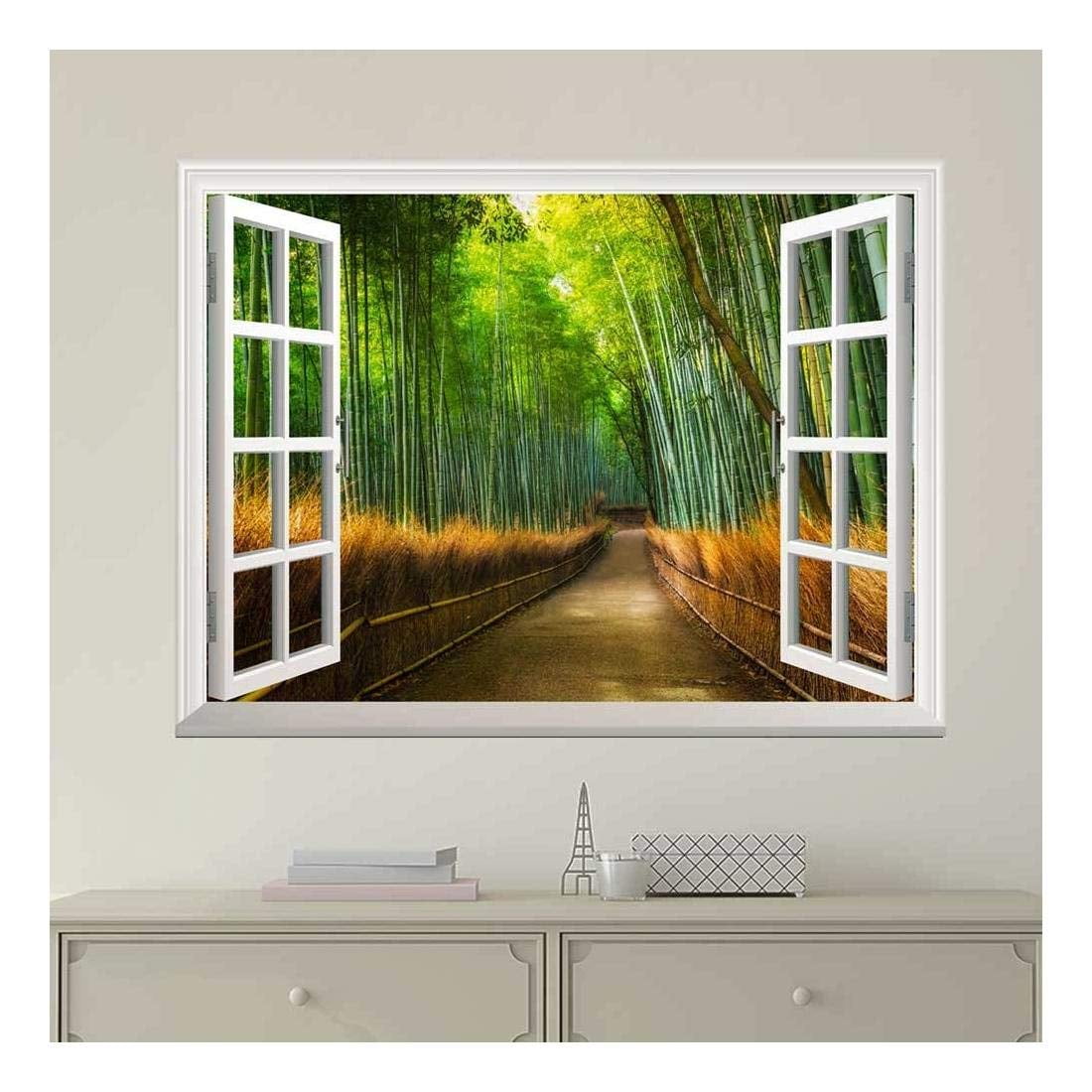 wall26 - Modern White Window Looking Out Into a Road with Bamboo Trees ...