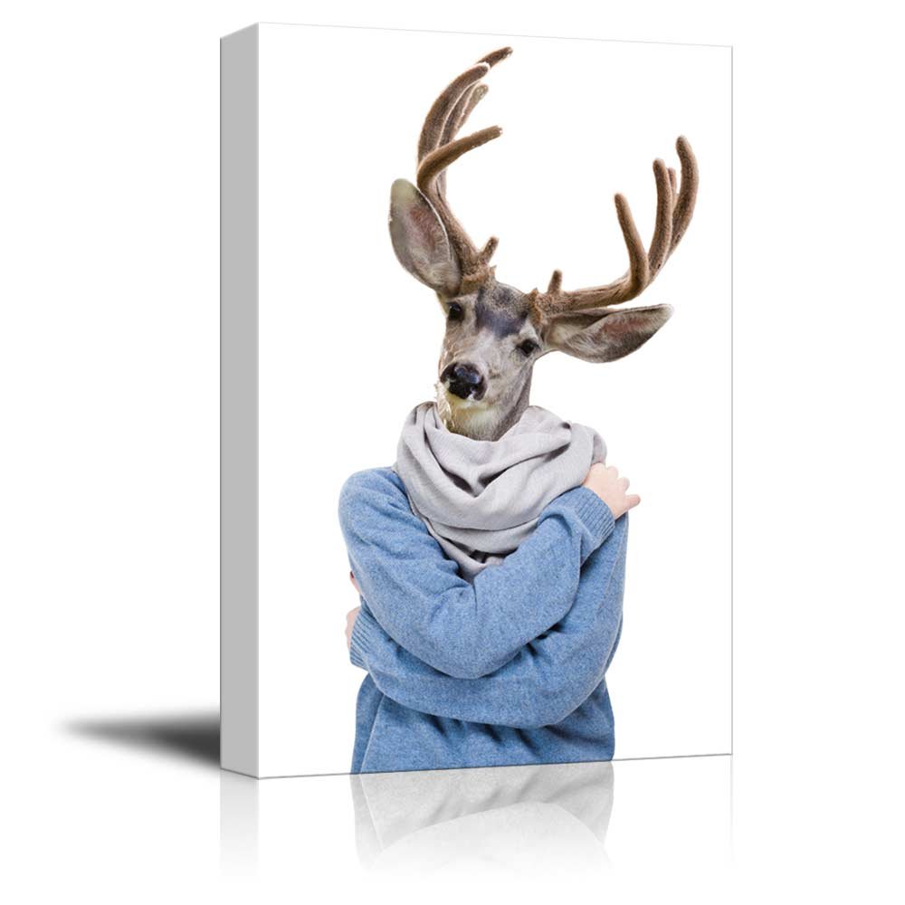 wall26 - Mr Animal Series Canvas Wall Art - Mr Deer - Gallery Wrap ...