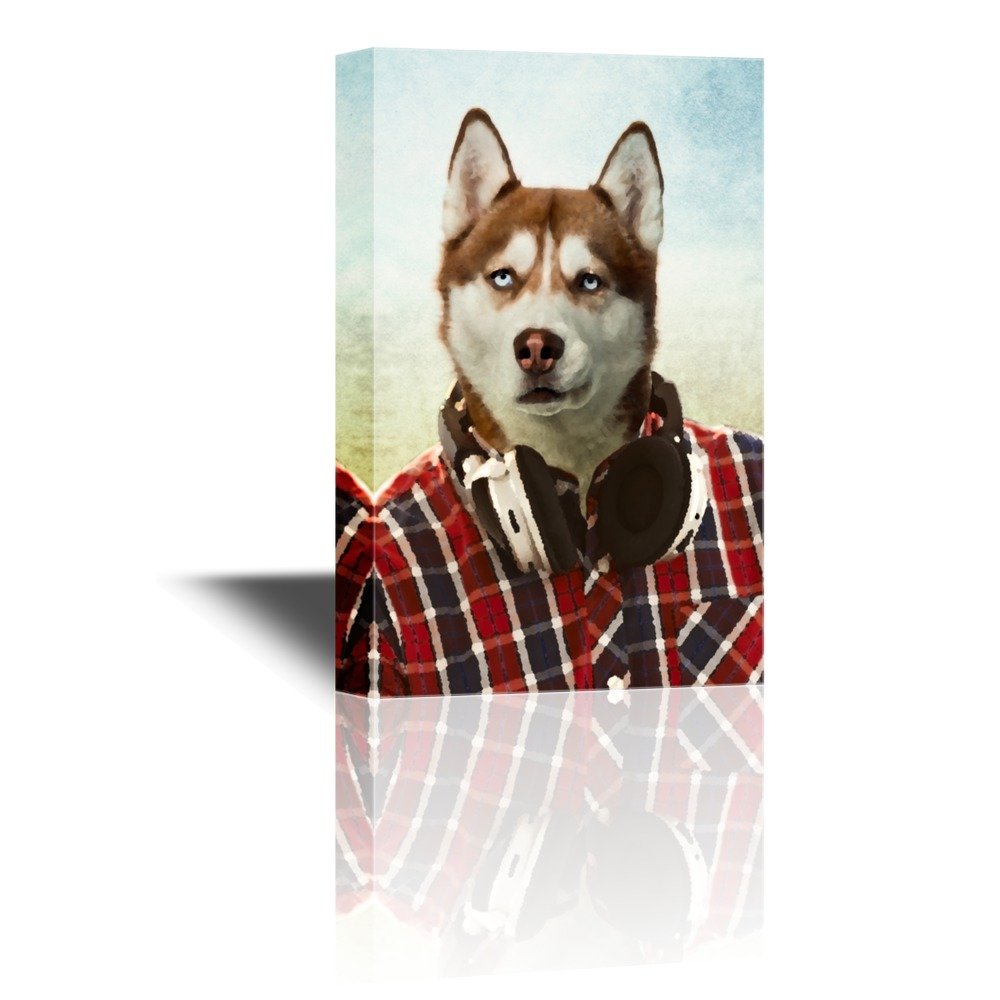 wall26 Mr Animal Series Canvas Wall Art - Mr Dog with a Head Phone ...