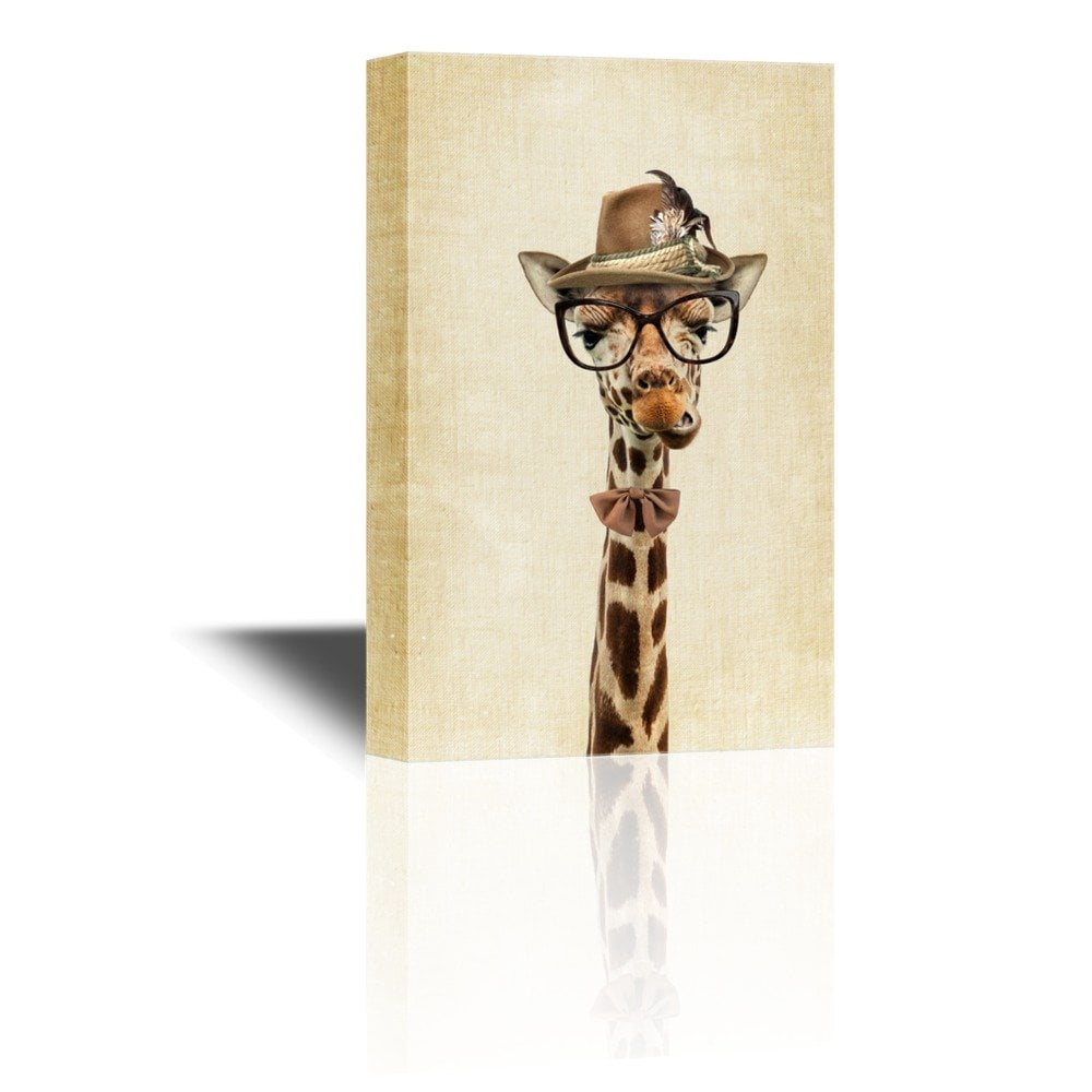 wall26 Mr Animal Series Canvas Wall Art - Mr Giraffe Wearing a Hat and ...