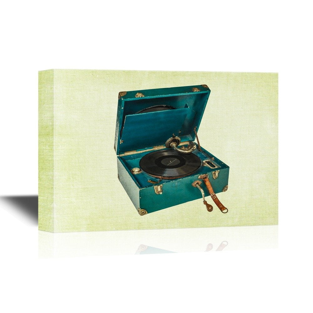 wall26 - Music Canvas Wall Art - Antique Blue Boxed Turntable - Gallery ...