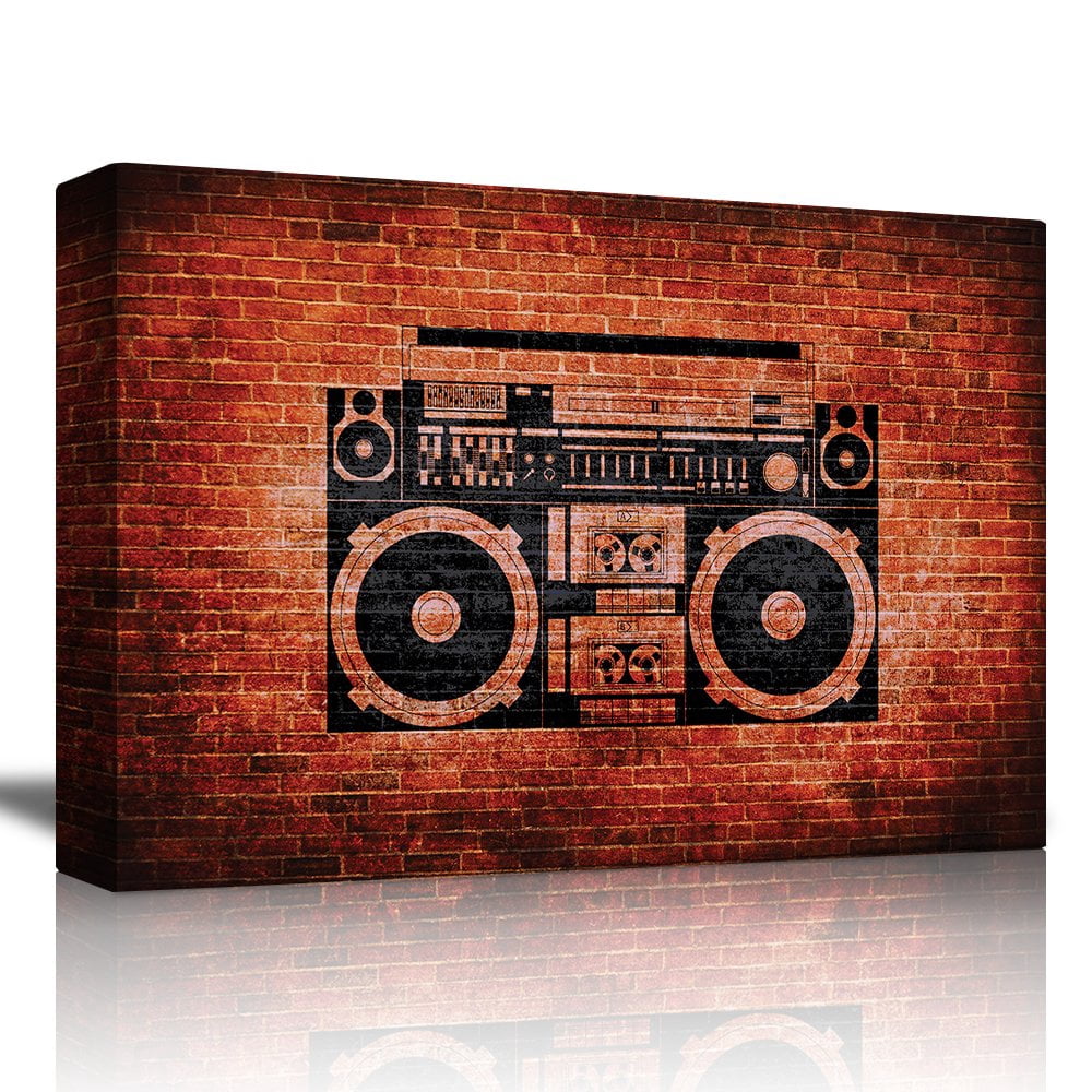 wall26 - Old School Stereo on a Brick Wall with Vignette Background ...