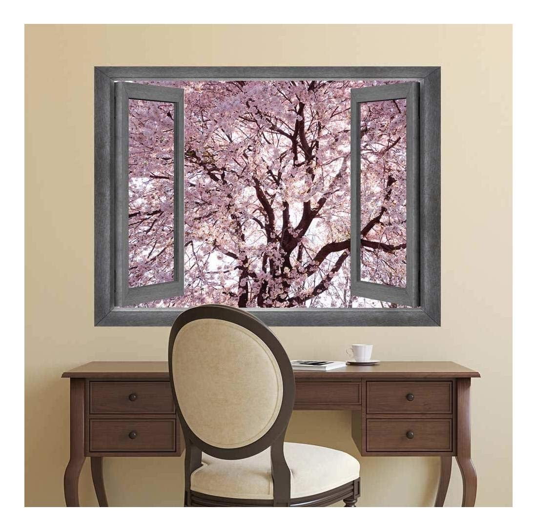 wall26 - Open Window Creative Wall Decor - A Forest of Cherry Blossoms ...