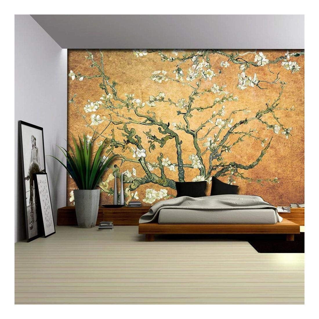 wall26 - Orange with Purple Vignette Almond Blossom by Vincent Van Gogh ...