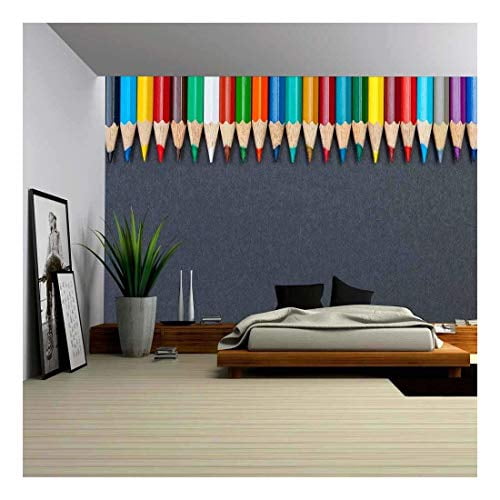 wall26 - Pattern of Color Pencils Isolated on Black Background Close Up ...