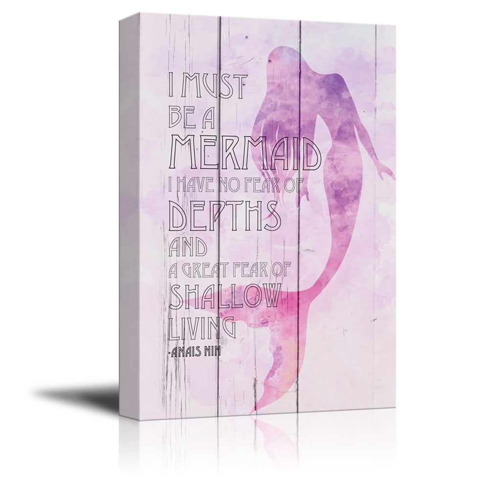 wall26 - Pink Watercolor Mermaid with Quote - I Must Be a Mermaid I ...
