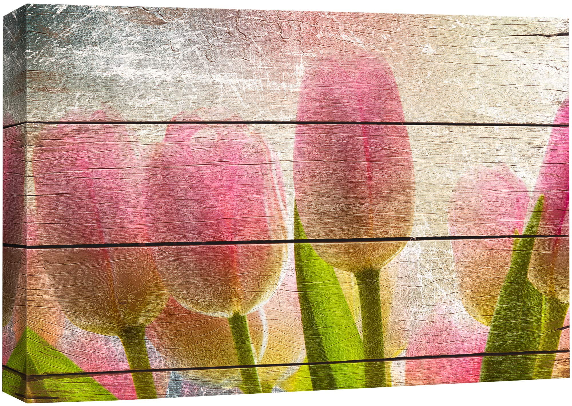 wall26 Pink and Yellow Tulips - Rustic Floral Arrangements - Pastels ...