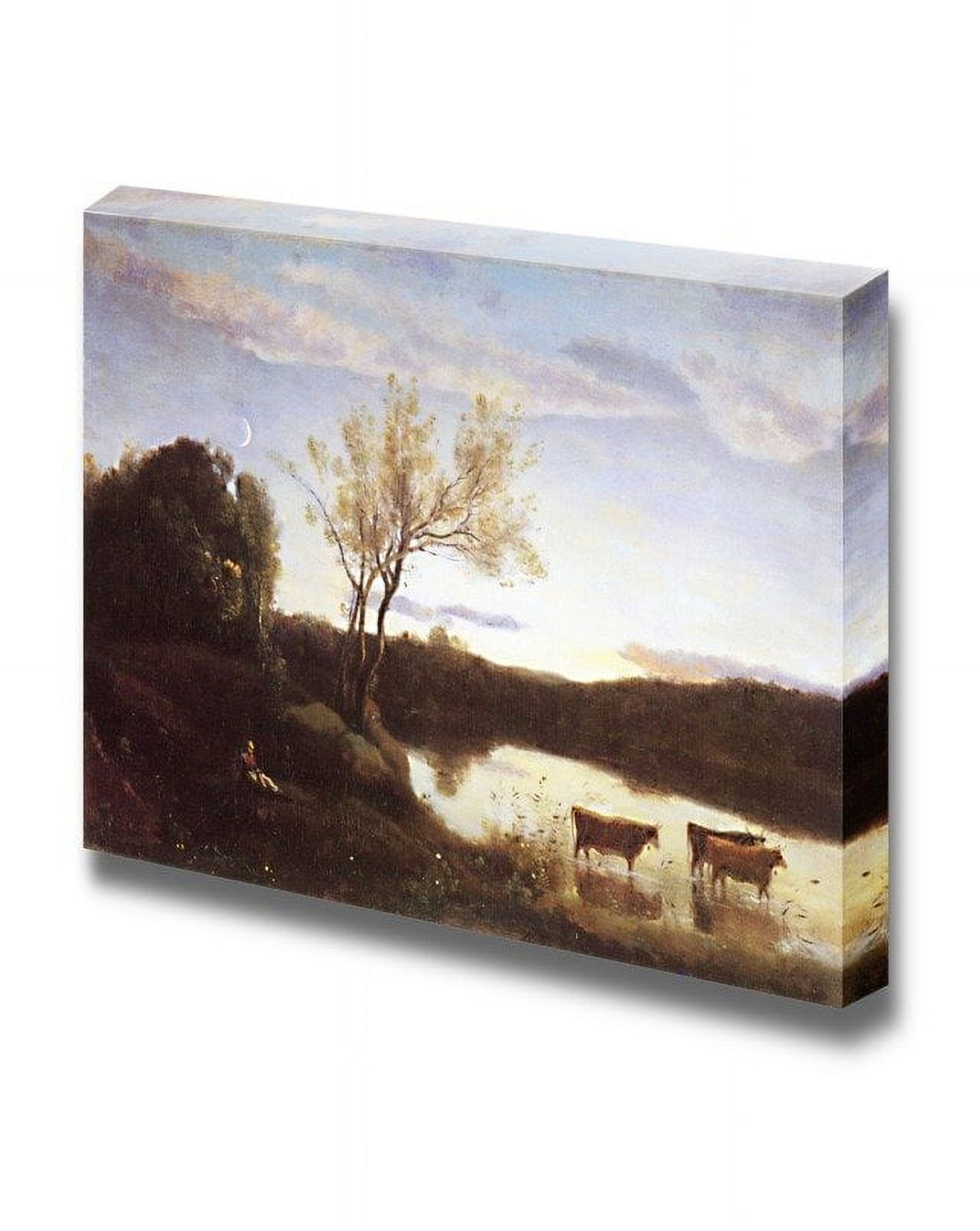 wall26 - A Pond with Three Cows and A Crescent Moon by Jean-Baptiste ...