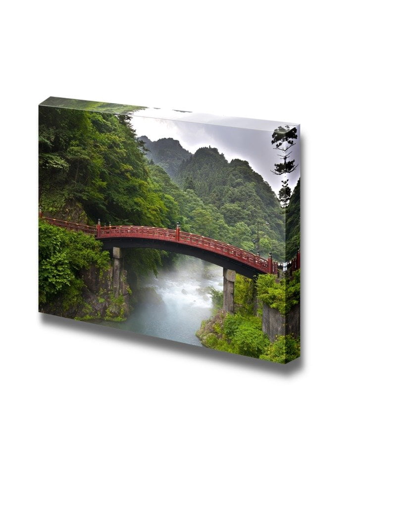 wall26 Red Sacred Bridge Shinkyo in Nikko Japan and a Mist Rising from ...