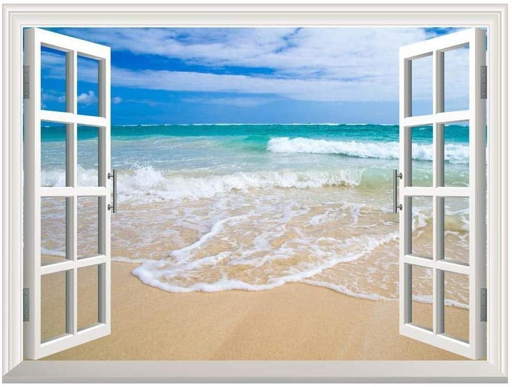 wall26 Removable Wall Sticker/Wall Mural - Beautiful Blue Caribbean Sea ...