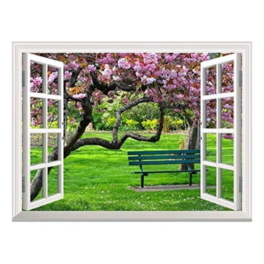 wall26 Removable Wall Sticker/Wall Mural -Beautiful Garden View Out of ...