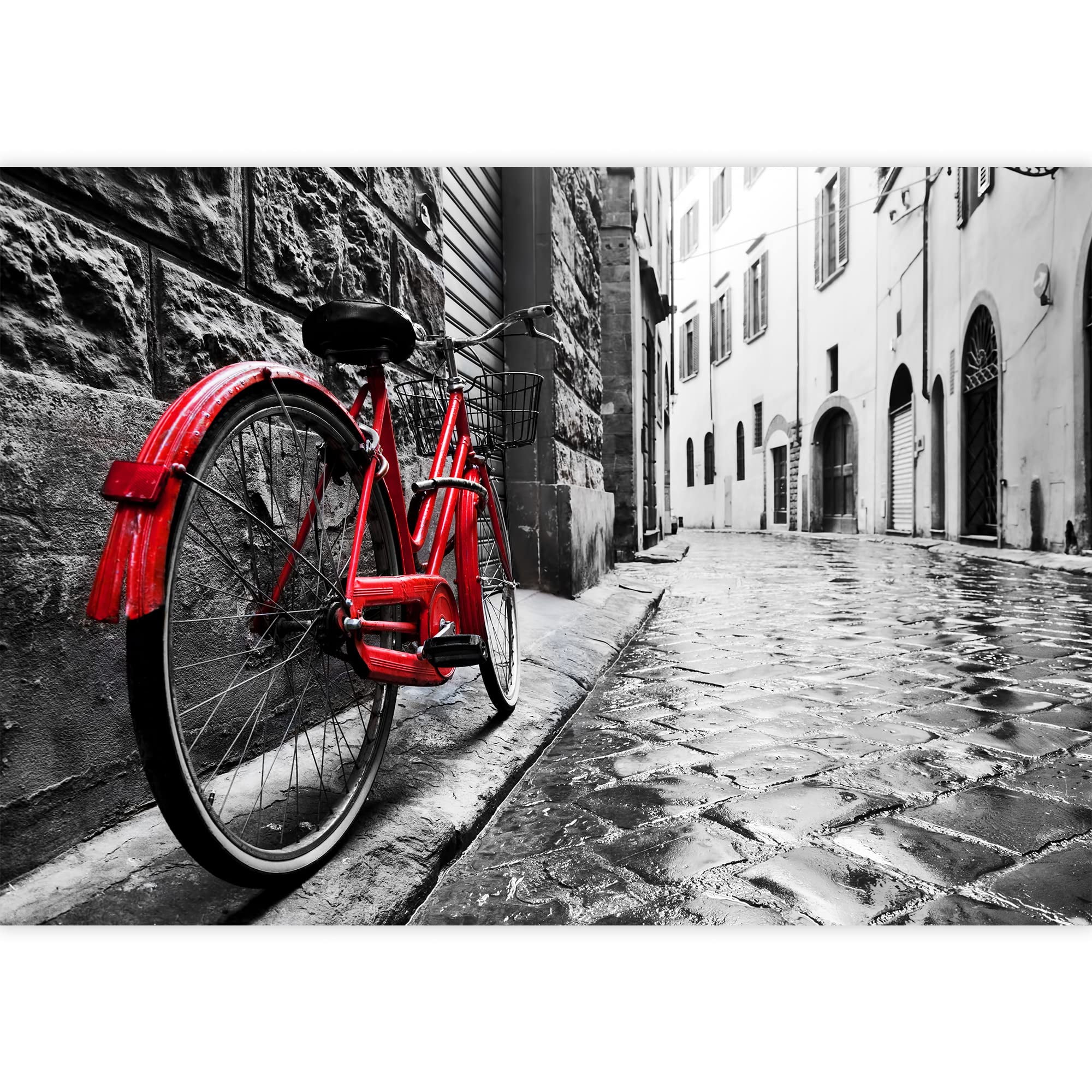 wall26 - Retro Vintage Red Bike on Cobblestone Street in The Old Town ...